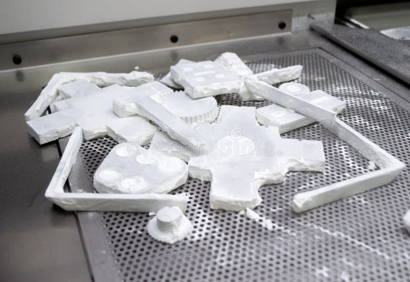 Detail Objects Printed on a 3D Printer and Covered with White Polyamide ...