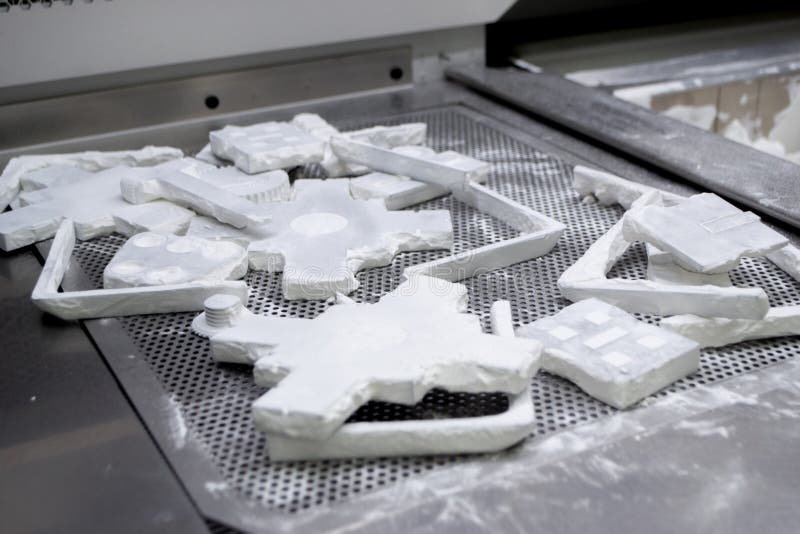 Detail Objects Printed on a 3D Printer and Covered with White Polyamide ...