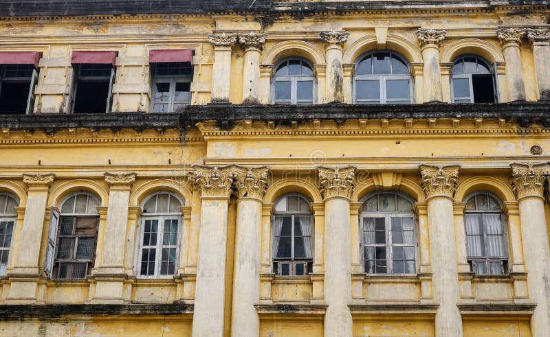 Detail of Old British Building in Yangon, Myanmar Stock Photo - Image ...