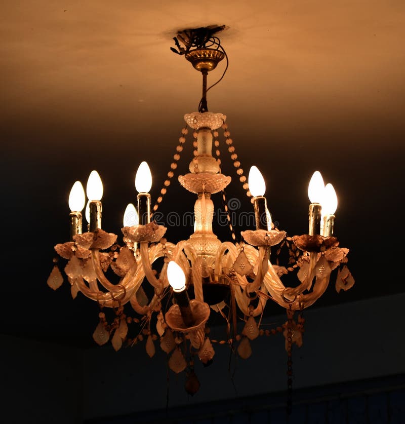 Old Broken Ceiling Lamp in Night Time Stock Photo - Image of beautiful ...