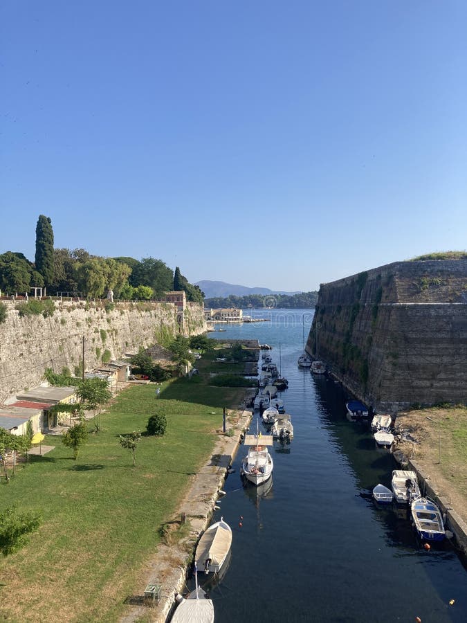 Detail of Old Castle and Harbour in Corfu Stock Image - Image of europe ...
