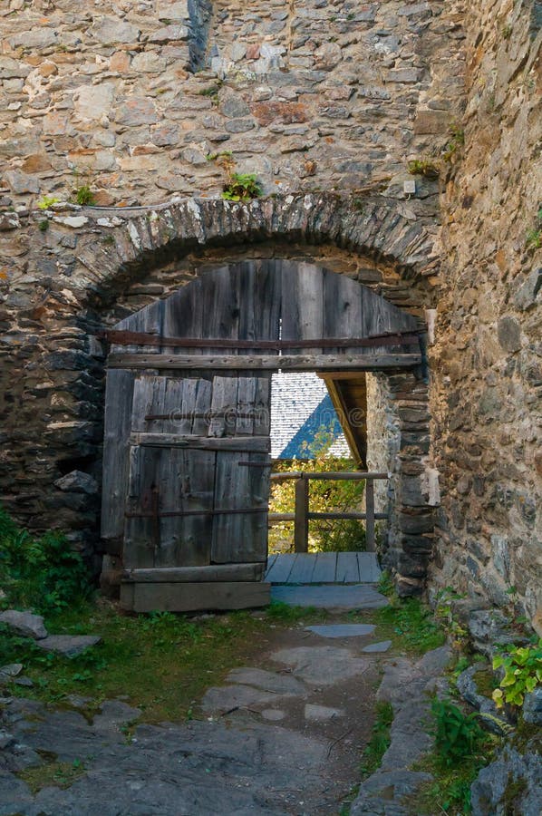 Detail of an Old Castle. Wooden Gate, Stock Photo - Image of abbey ...