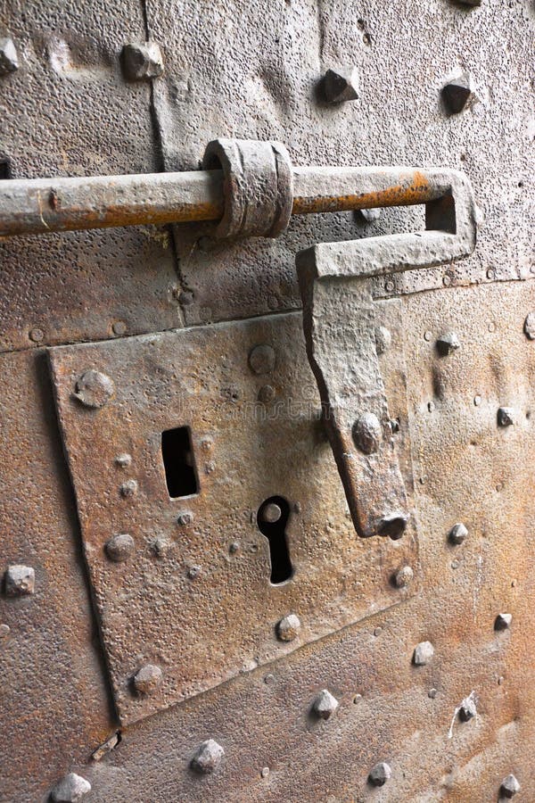 Detail of old iron door stock image. Image of hole, fashioned - 42749035