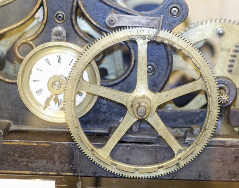 Detail of a Old Mechanical Clock Stock Image - Image of machinery ...