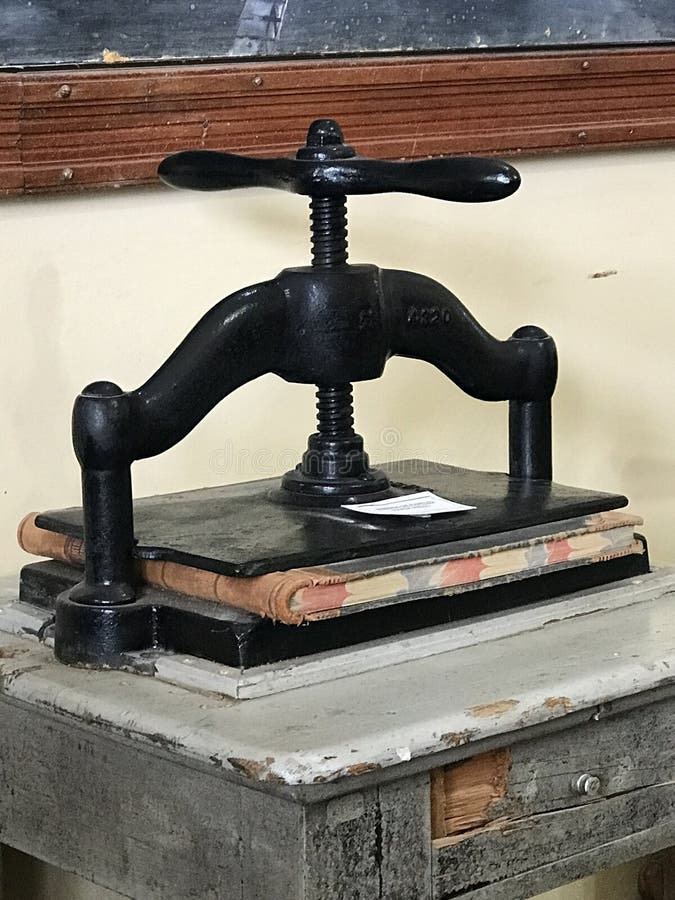 Detail of an Old Paper Press Stock Photo - Image of retro, technology ...
