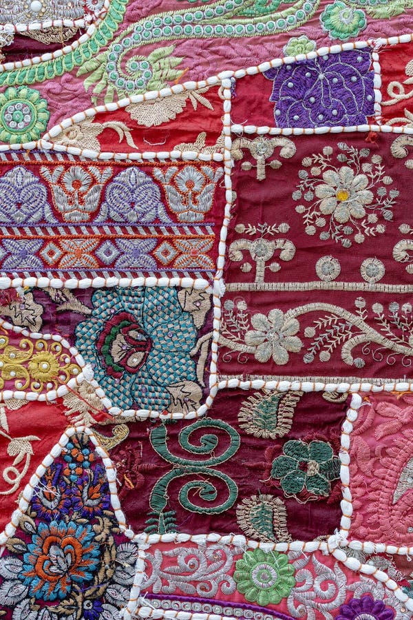 Detail Old Patchwork Carpet. Close Up Stock Photo - Image of fabric ...