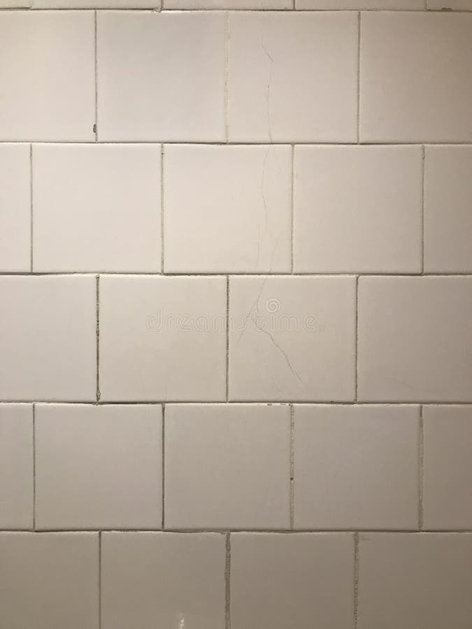 Detail of Old White Tiles on the Walls of a Bathroom. Stock Image ...