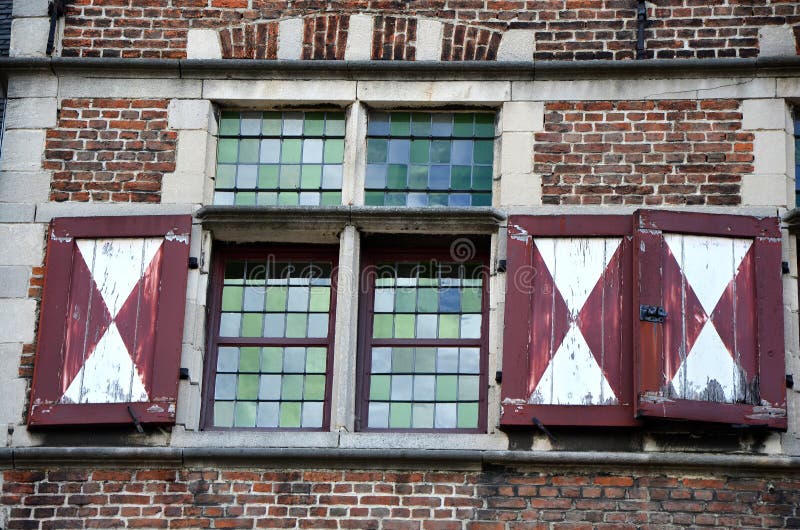 Detail of Old Windows, Gent Stock Image - Image of travel, abstract ...