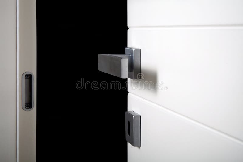 Detail open door on black stock image. Image of wall - 61397675