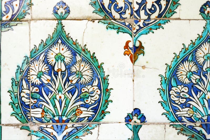Detail of Painted Tiles in Topkapi Palace, Istanbul Stock Image - Image ...