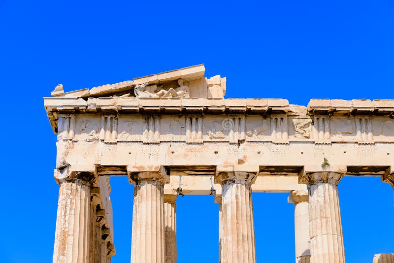 A detail of the Parthenon stock image. Image of ruins - 58644227