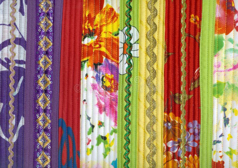 Detail of Patchwork Fabric Handmade from Strips Stock Photo - Image of ...