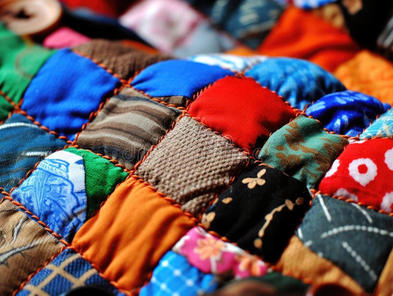 Detail of a Patchwork Quilt with a Pattern of Different Colors Stock ...