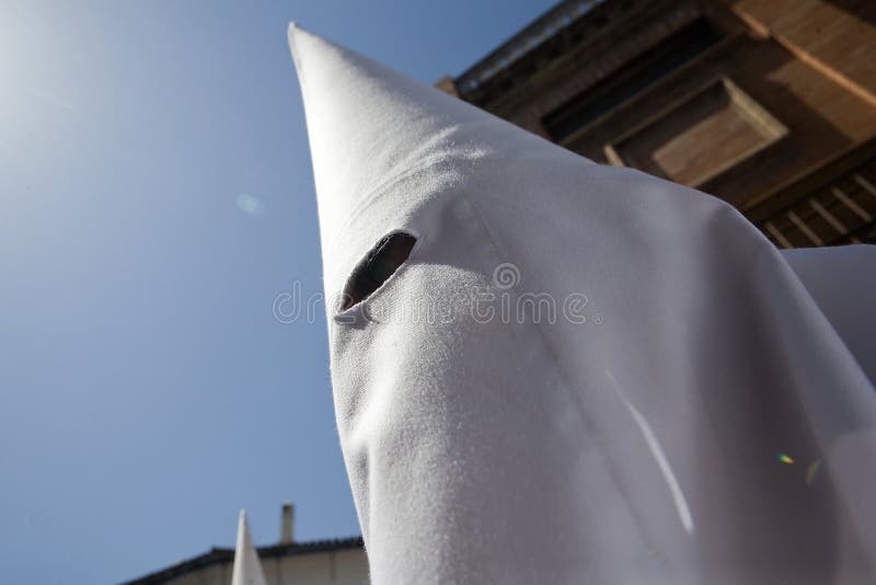 Detail Penitent White Capirote during Holy Week Stock Photo - Image of ...