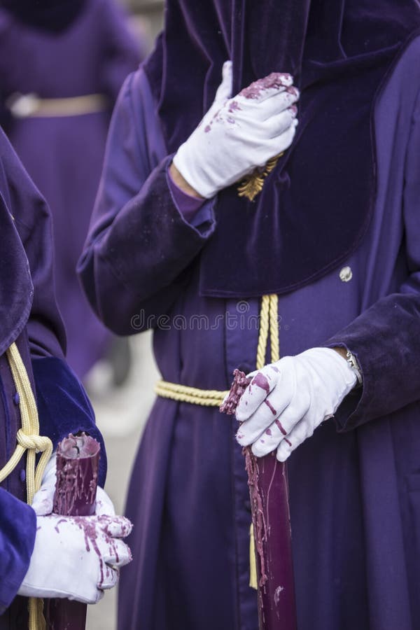 Detail Penitent White Holding a Candle during Holy Week Stock Image ...