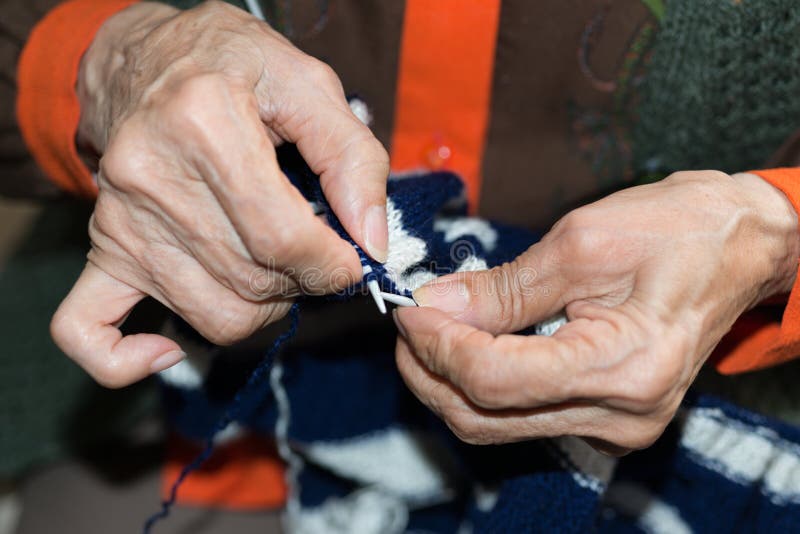 Detail of a Person Knitting Stock Photo - Image of people, grandmother ...