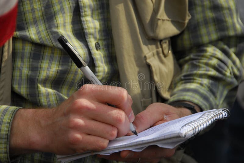 Detail Photo of Man Journalist Taking Notes Stock Photo - Image of ...