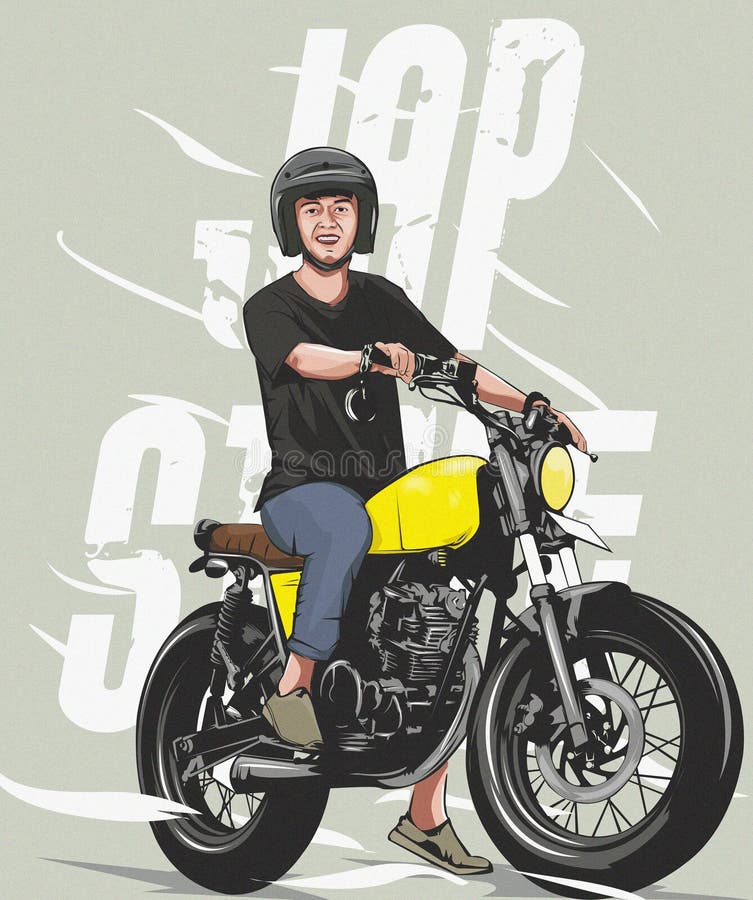 Vector custom motorcycle stock illustration. Illustration of detail ...