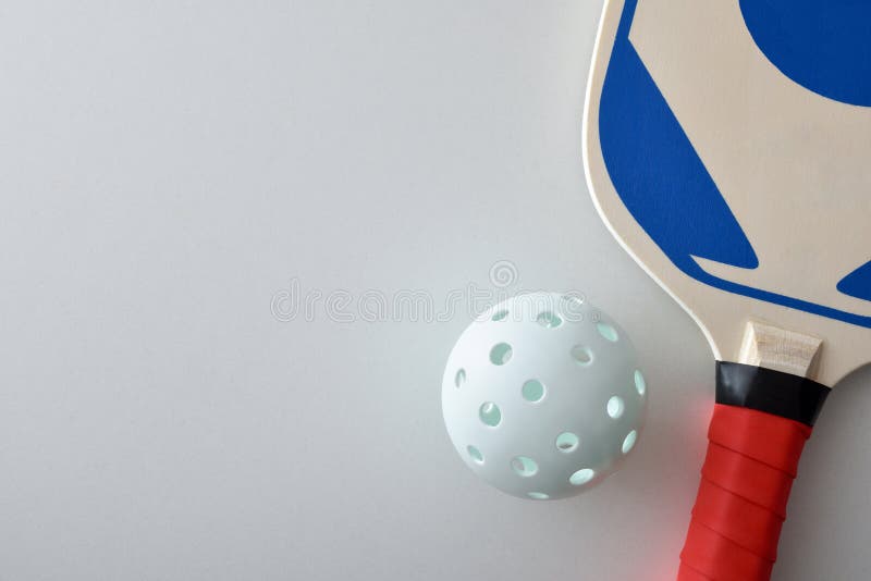 Detail of Pickleball Racket and Ball Isolated on White Table Stock ...