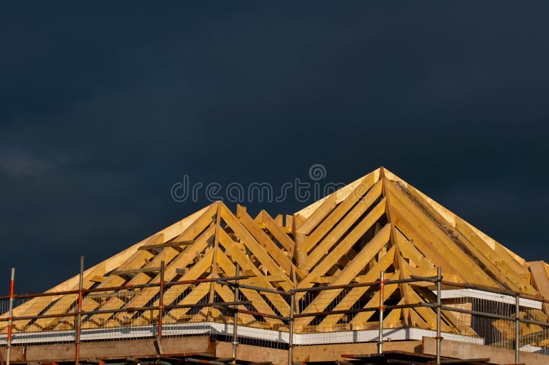 Detail of Pitched Roof Construction Stock Image - Image of carpentry ...