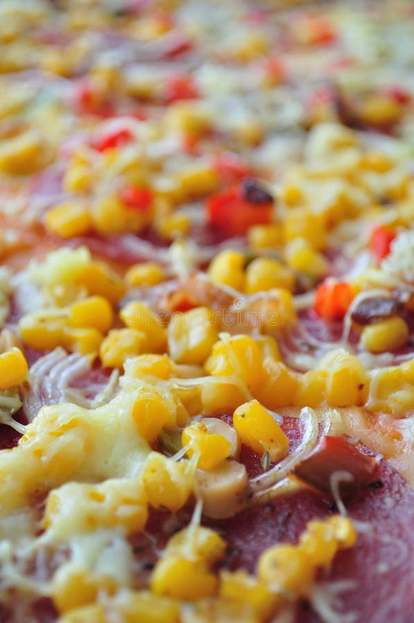 Detail of Delicious Pizza with Corn Stock Photo - Image of cook ...