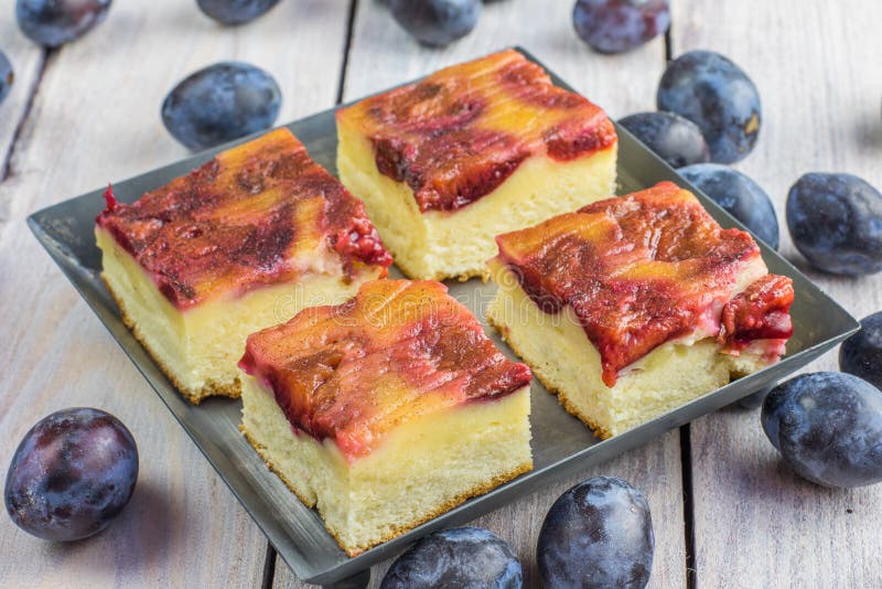 Detail on Plum Cake with Cinnamon on Small Baking Tray on White Stock ...