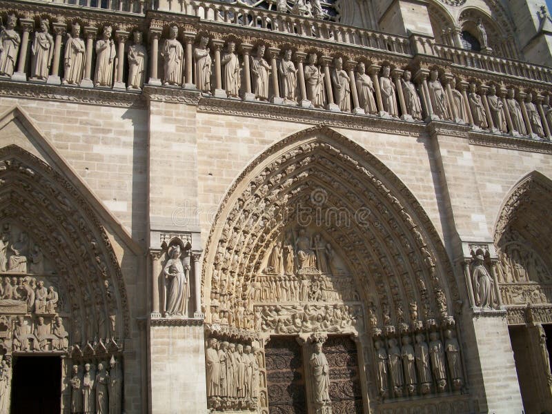 Detail of the Portico of Notre Dame Editorial Stock Image - Image of ...