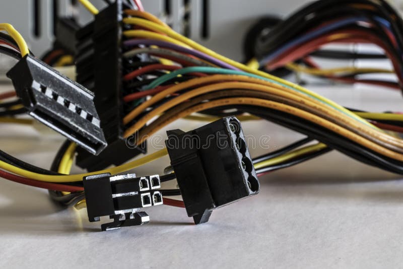 Detail of Power Supply Unit with Cables and Peripheral Connectors Stock ...