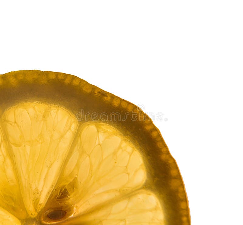 Detail Quarter of a Lemon Slice Backlit White Isolated Background Stock ...