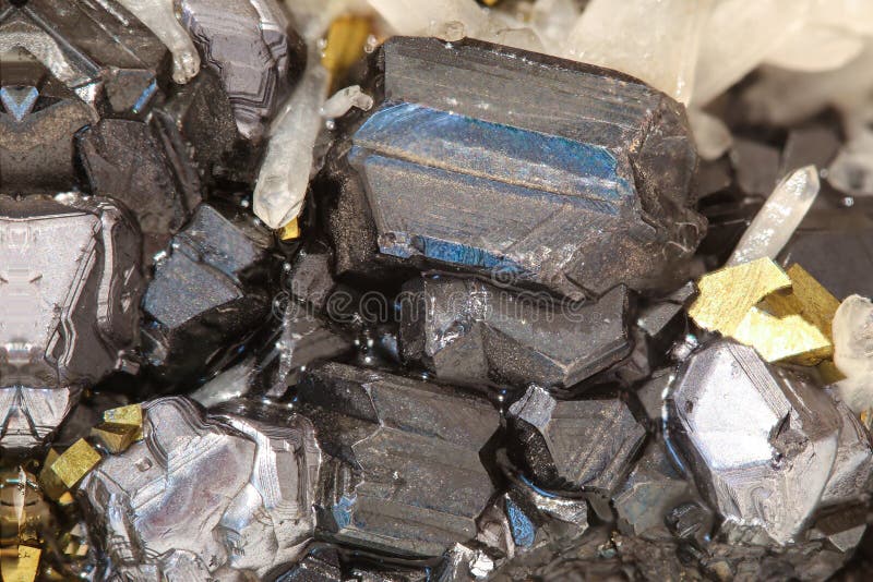 Detail of Quartz Magnetite and Pyrite Crystal Stock Photo - Image of ...