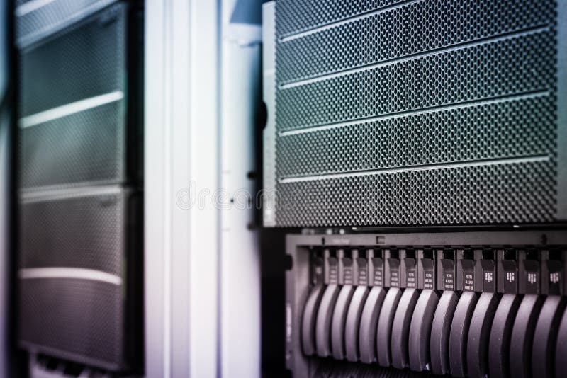 Detail of Rack with Data Backup Hard Drives Covered with Protect Stock ...