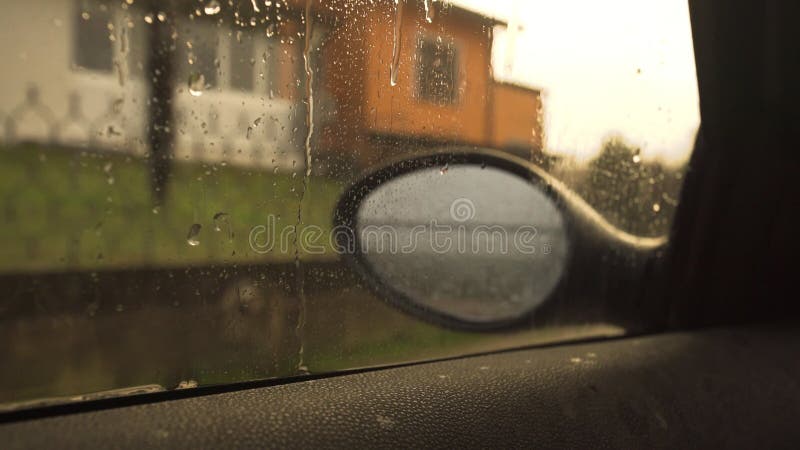 Rain Drops Falling on the Car Window Stock Footage - Video of flow ...