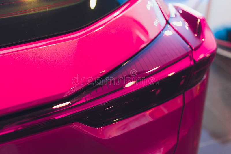 Detail on the Rear Light of a Pink Car. Stock Photo - Image of detail ...