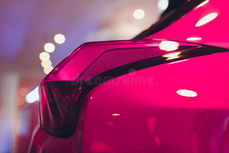 Detail on the Rear Light of a Pink Car. Stock Photo - Image of back ...