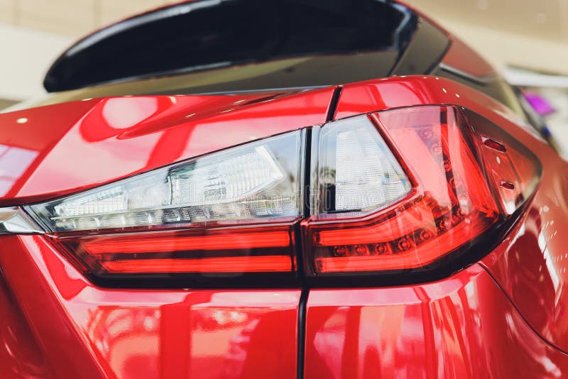 Detail on the Rear Light of a Red Car. Stock Image - Image of color ...