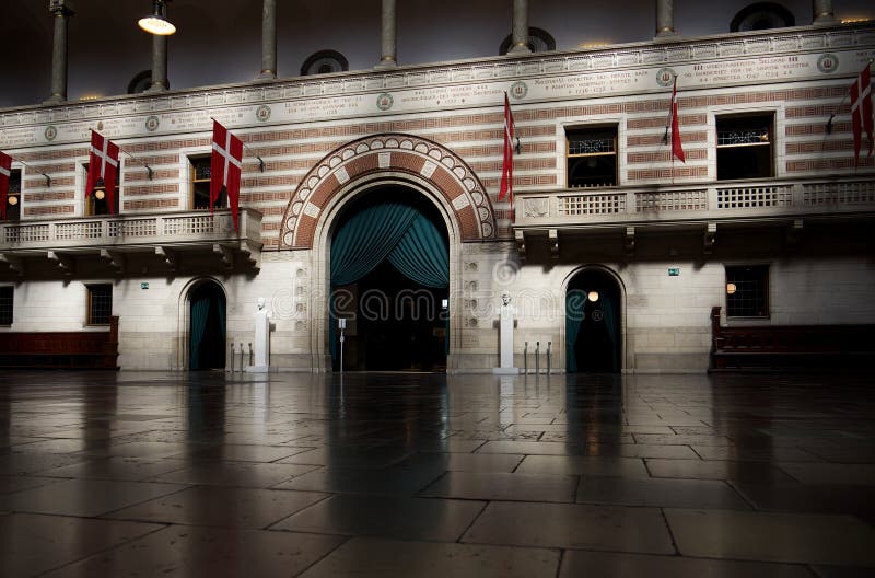 Detail of the Rectangular Main Hall of Copenhagen City Hall Stock Photo ...