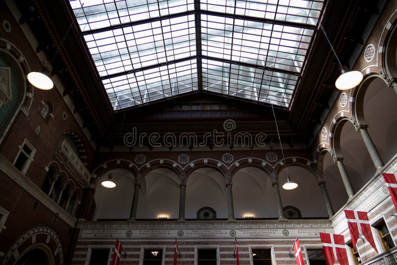Detail of the Rectangular Main Hall of Copenhagen City Hall Editorial ...