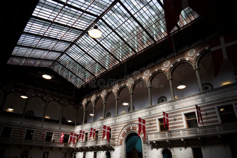 Detail of the Rectangular Main Hall of Copenhagen City Hall Editorial ...