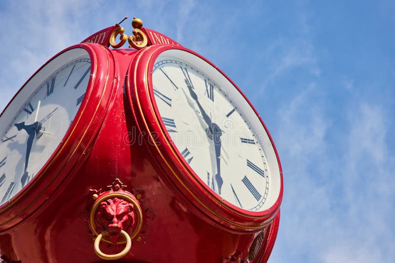 Detail of Red Clock with Blue Sky in Bloomington Indiana University ...