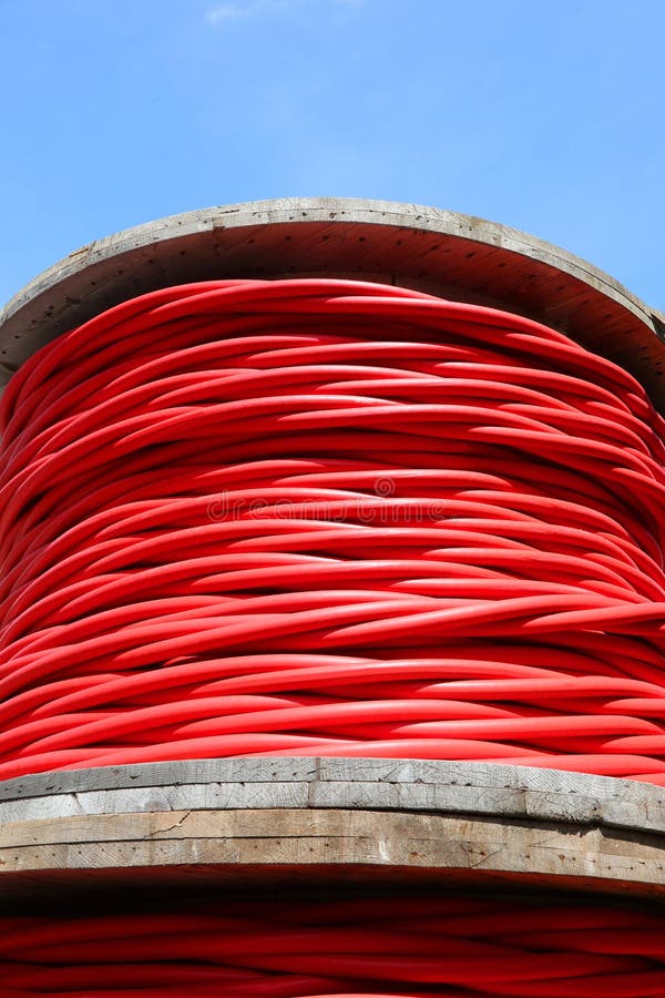 Detail of Red High-voltage Electrical Power Cable Spool Stock Photo ...