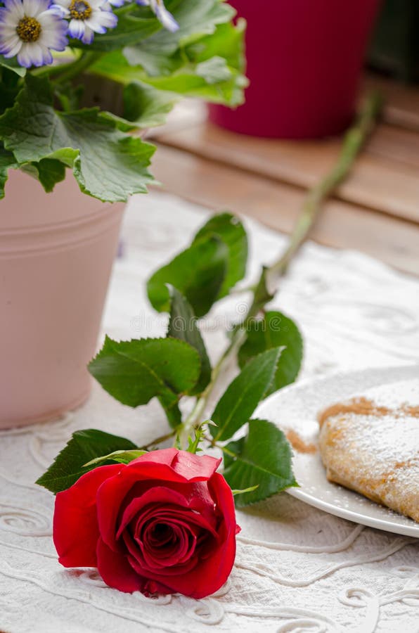 Detail of Red Rose on the Table Stock Image - Image of petal, floral ...