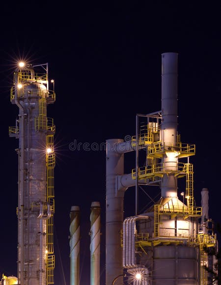 Detail of a Refinery at Night 5 Stock Image - Image of petrol ...
