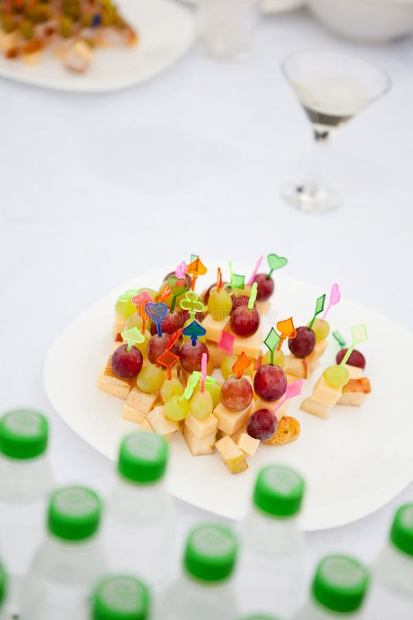 Detail of the Refreshment Table Stock Photo - Image of hearts, cheese ...