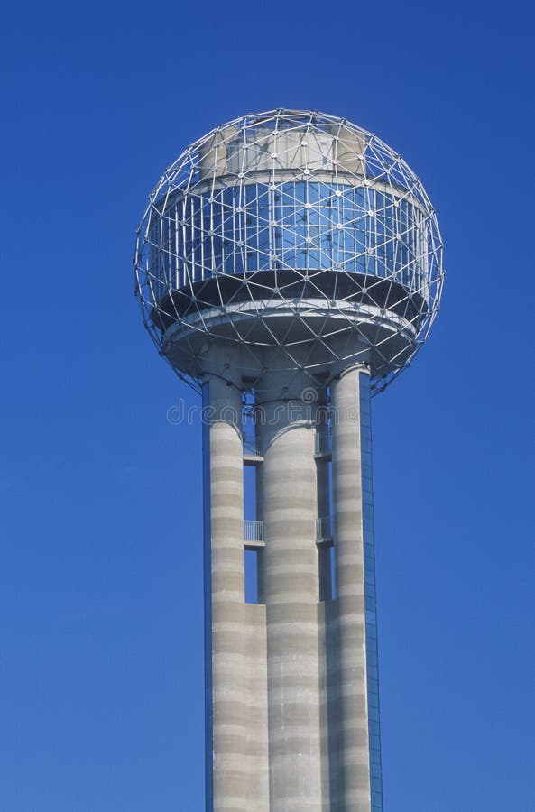 Detail of Reunion Tower in Dallas, TX Stock Photo - Image of skyline ...