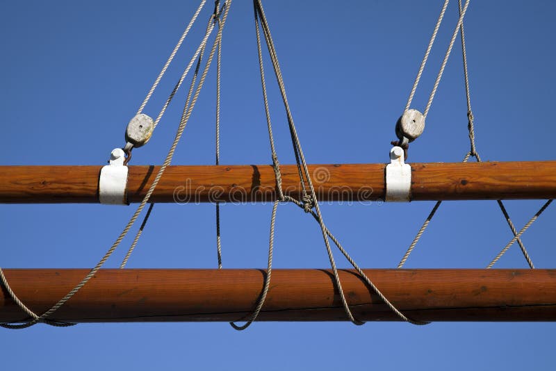 Detail of Rigging of a Historic Sailboat Stock Image - Image of ...
