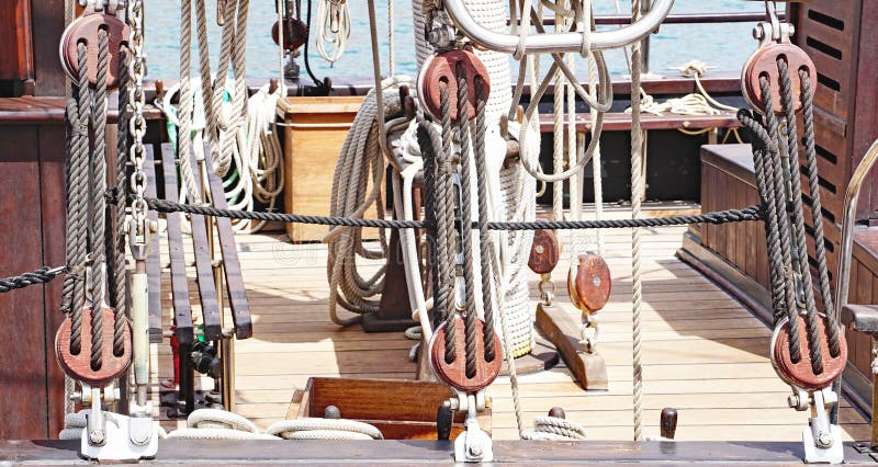 Detail of the Rigging and Rigging of an Old Sailing Ship Stock Photo ...