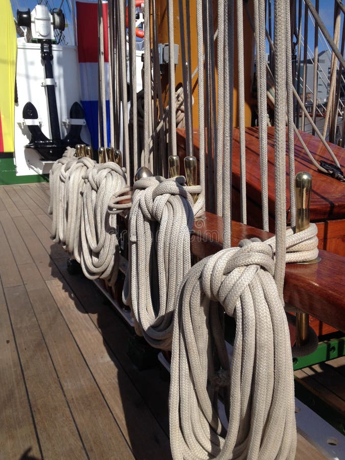 Detail of Ropes on a Large Sailing Boat Stock Photo - Image of rigging ...