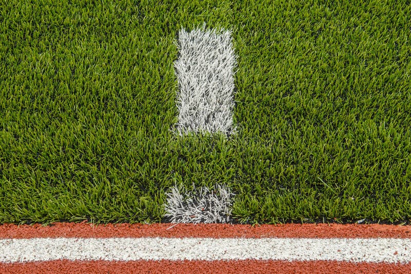 Detail of Running Track Rubber Lanes with Artificial Grass. Stock Image ...