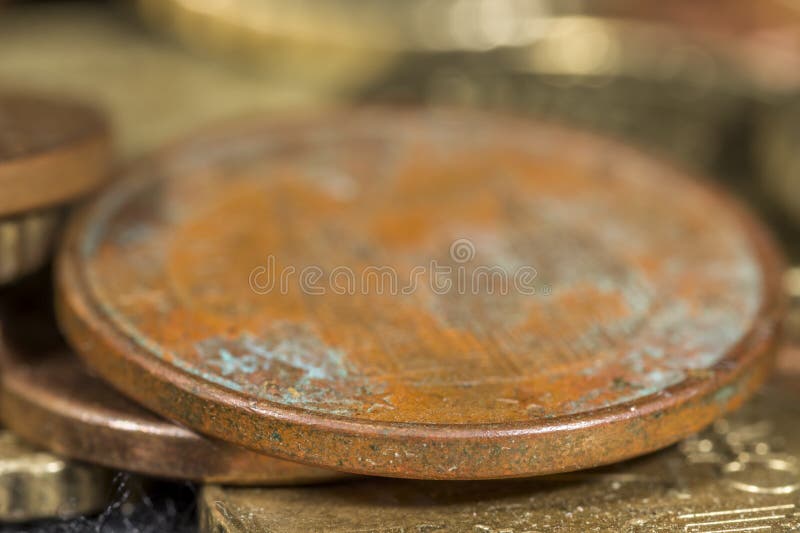 Detail of Rust in a Copper-covered Five Cent Euro Coin Stock Image ...