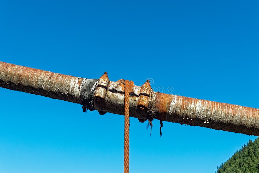 Detail of a Rusty Cable Supporting an Old Suspension Bridge Stock Photo ...